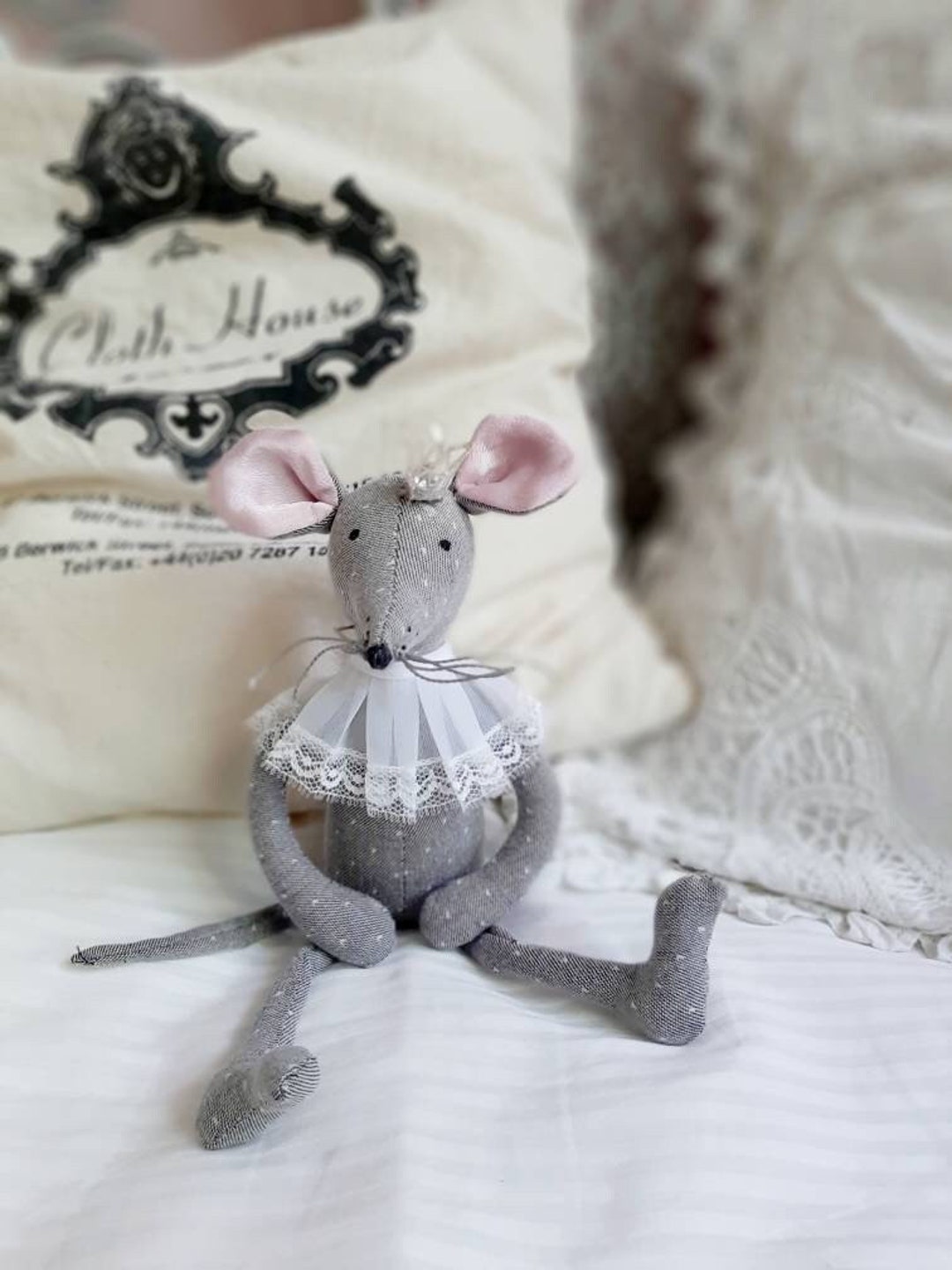 Textile Mouse Art Doll Little Princess Mouse Vintage Style Handmade ...