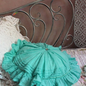 Pink Floral Round Pillow With Ruffle Cotton Round Pillows | Etsy