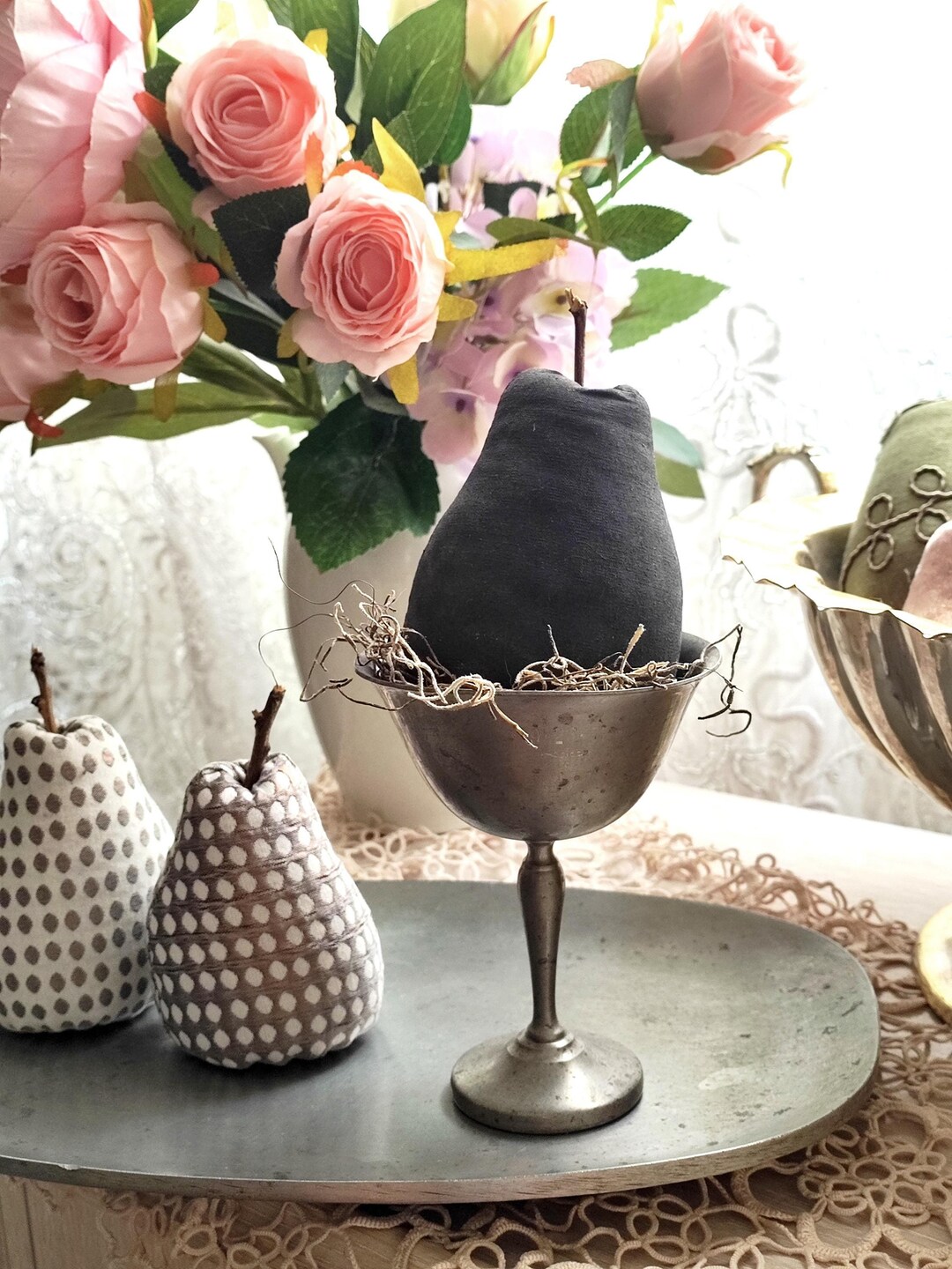 Unique Home Decor Black Pears Textile Pear Bowl Fillers Modern House ...