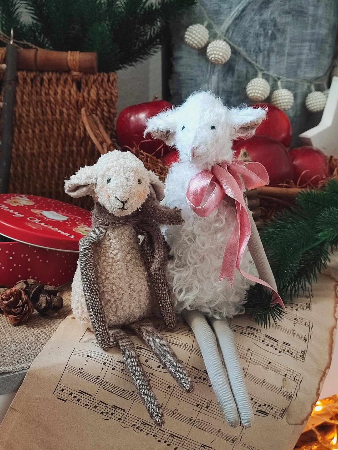 Sheep Doll Lamb Soft Toy Handmade Plush Sheep Primitive Stuffed Animal ...