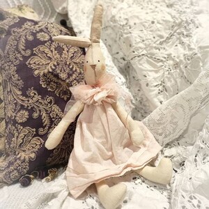 Pink Bunny Doll Tilda Bunny Shabby Chic Decor Stuffed Bunny Rabbit ...