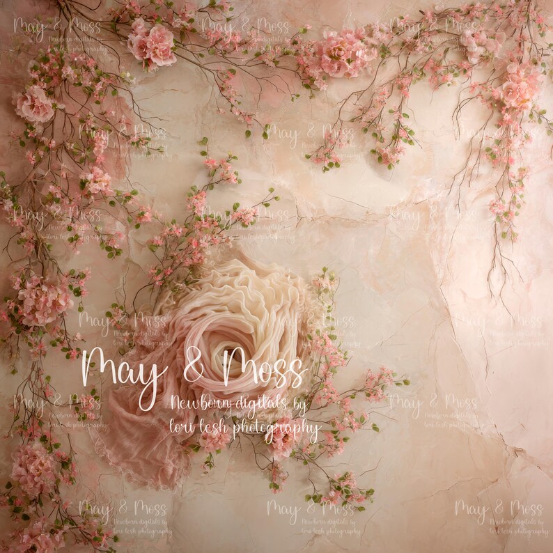 Soft Rose Nest of May | Fine Art Digital Newborn Background | Blush ...