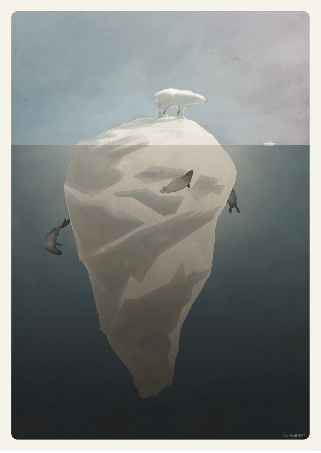 Poster Nature Wall Art for Kids - Polar Bear, Iceberg, Paper Titanic ...