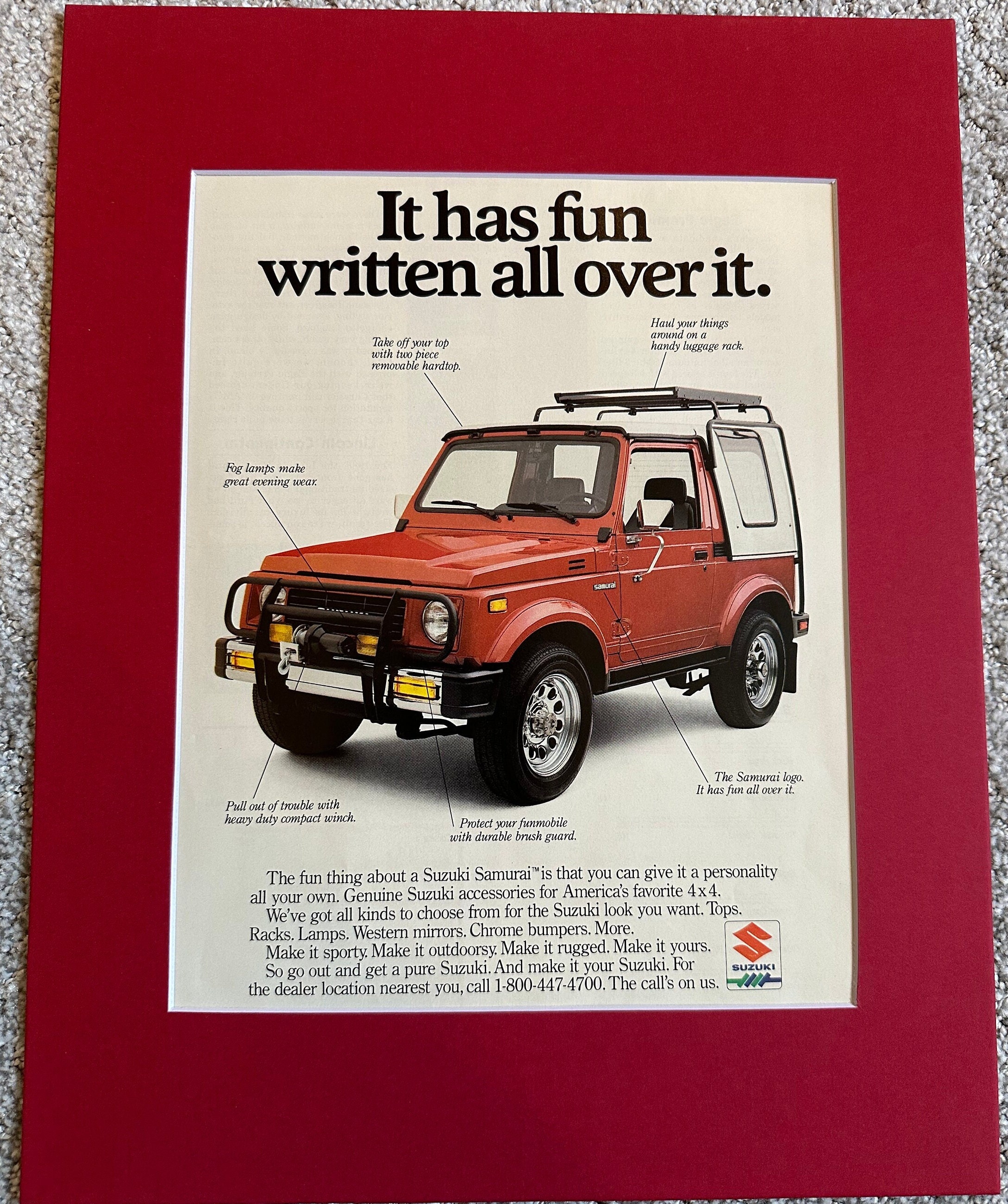 SUZUKI SAMURAI Original Advertisement Custom Matted 11X14 - Etsy