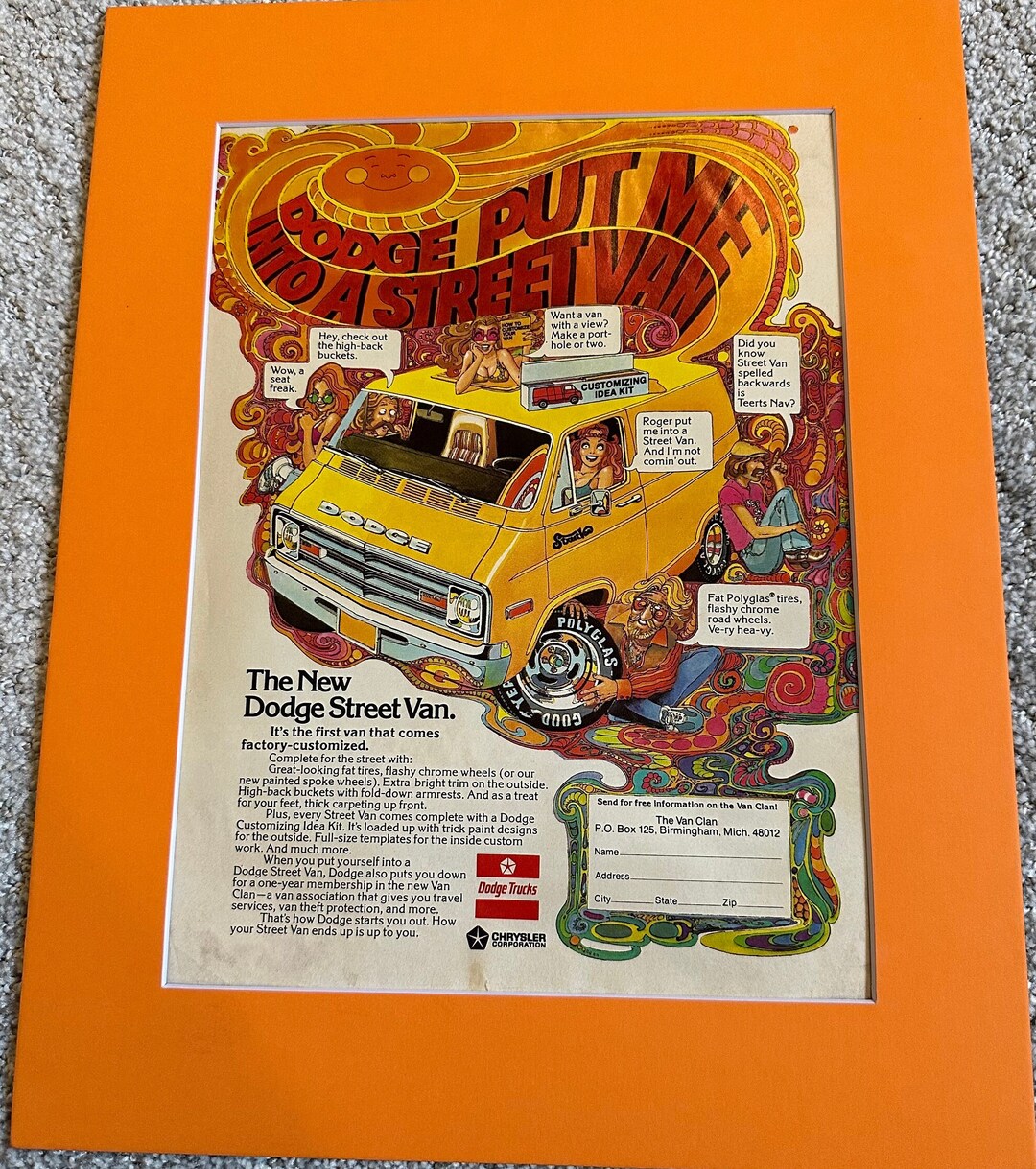 DODGE STREET VAN Original Advertisement Custom Matted 11X14 - Etsy