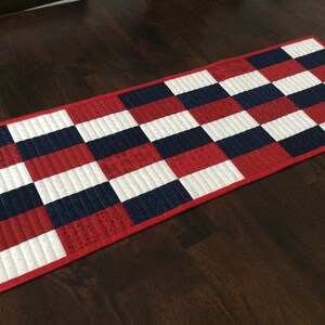 Patriotic Quilted Table Runner - Red, White, and Blue - Etsy