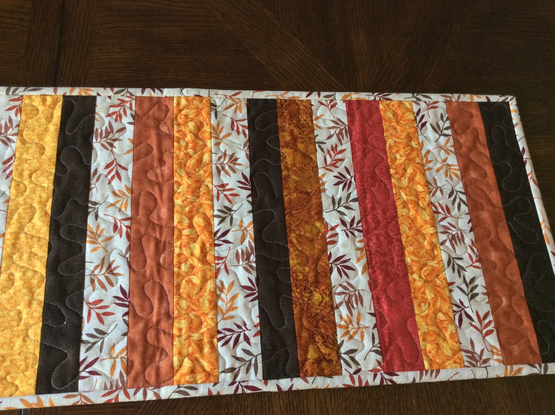 Fall Quilted Table Runner - Brown, Gold, Red, Rust Runner - Etsy