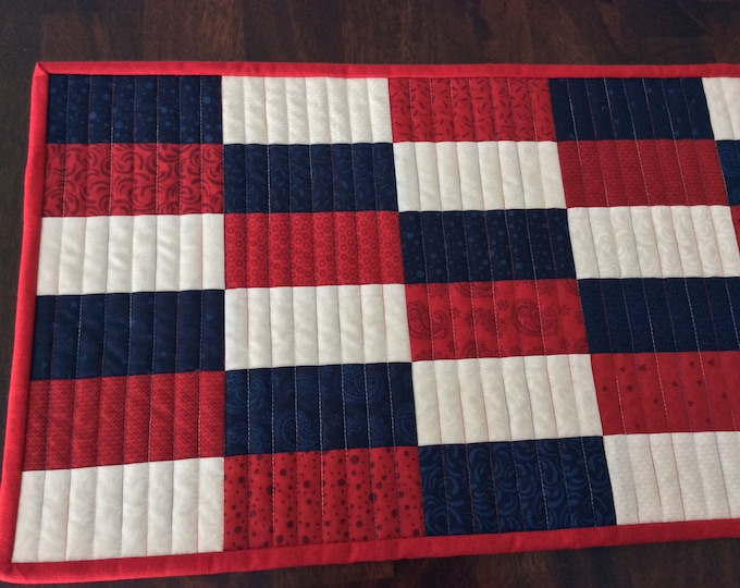 Patriotic Quilted Table Runner Red, White, and Blue - Etsy