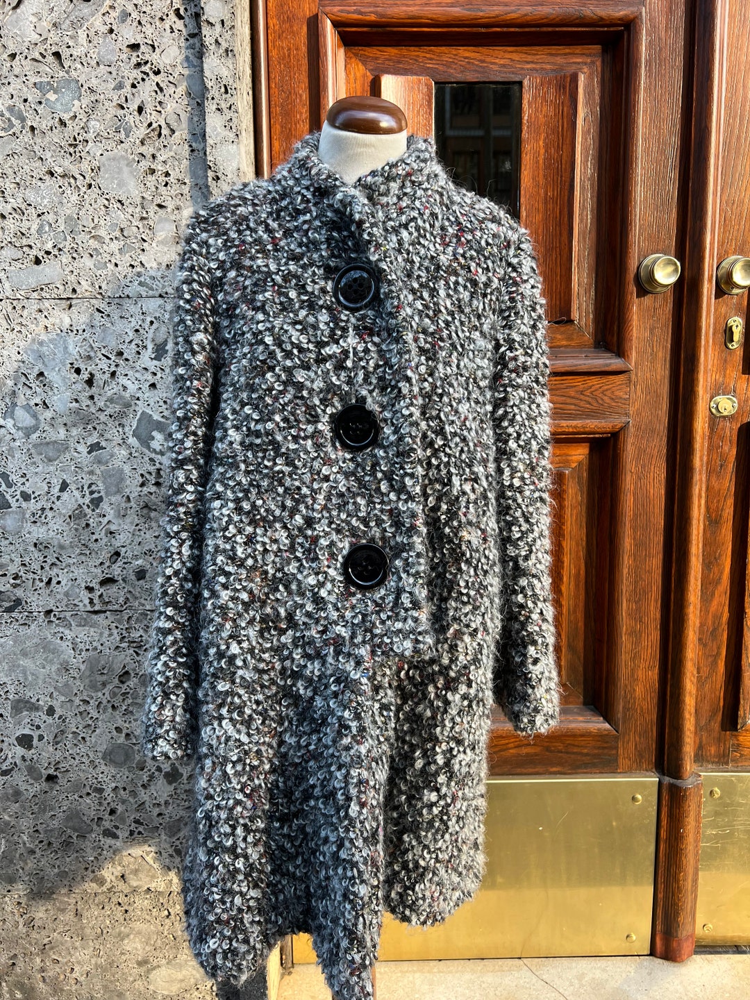 Very Warm Vintage Tailored Bucle Wool Coat - Etsy