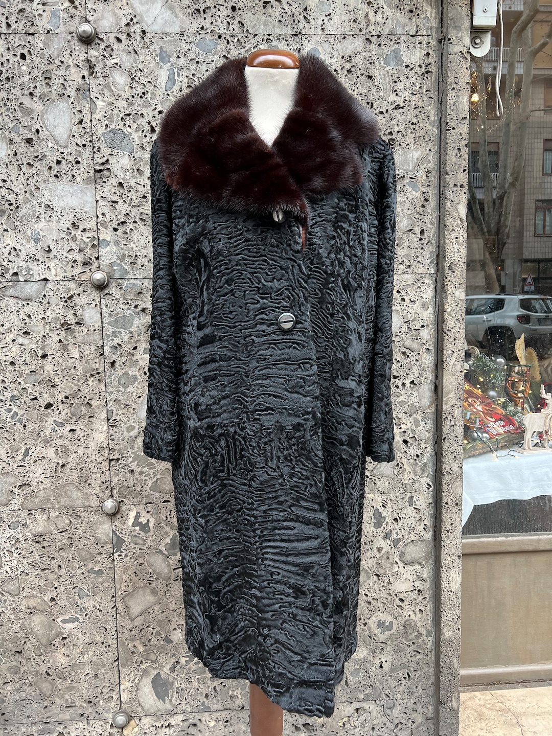 Black Vintage Astrakhan Coat - Etsy