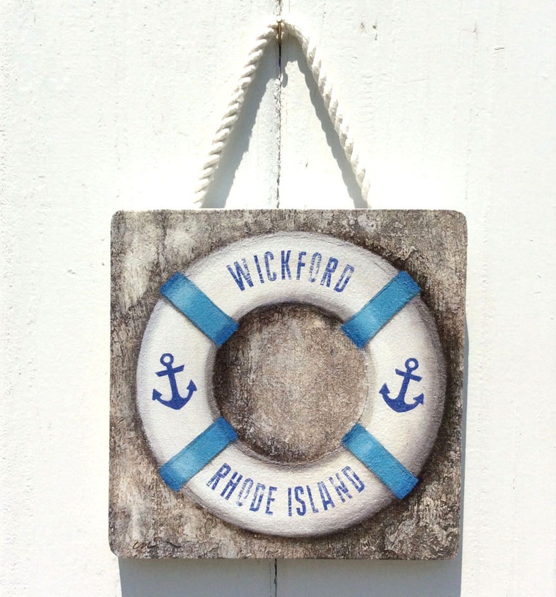 Rhode Island Art • Wickford Rhode Island Wall Art, Nautical Life Ring ...