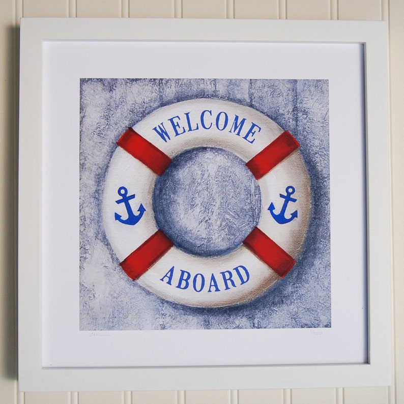 Rhode Island Art • Nautical Life Ring 'welcome Aboard' Nautical Wall ...