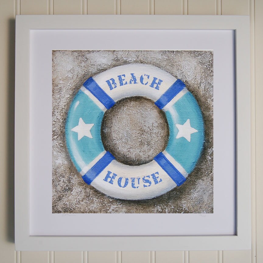 Rhode Island Art Life Ring Print 'beach House' Nautical Wall Art, Beach ...