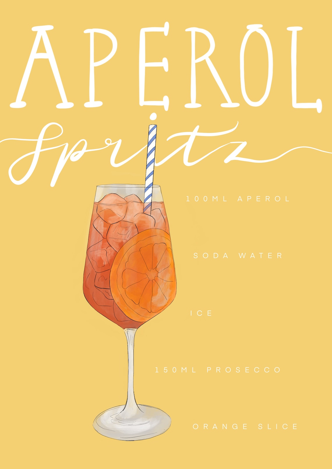 Aperol Spritz Print Cocktail Print Cocktail Poster Aprerol | Etsy
