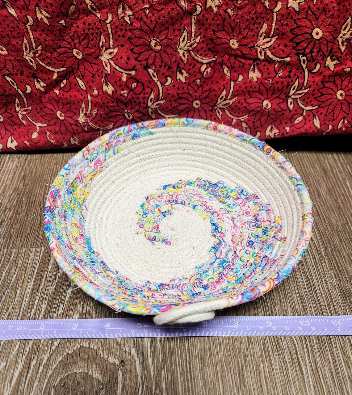 Fabric-wrapped Coiled Bowl, Rope Bowl, Colorful Clothesline Bowl, Wave ...