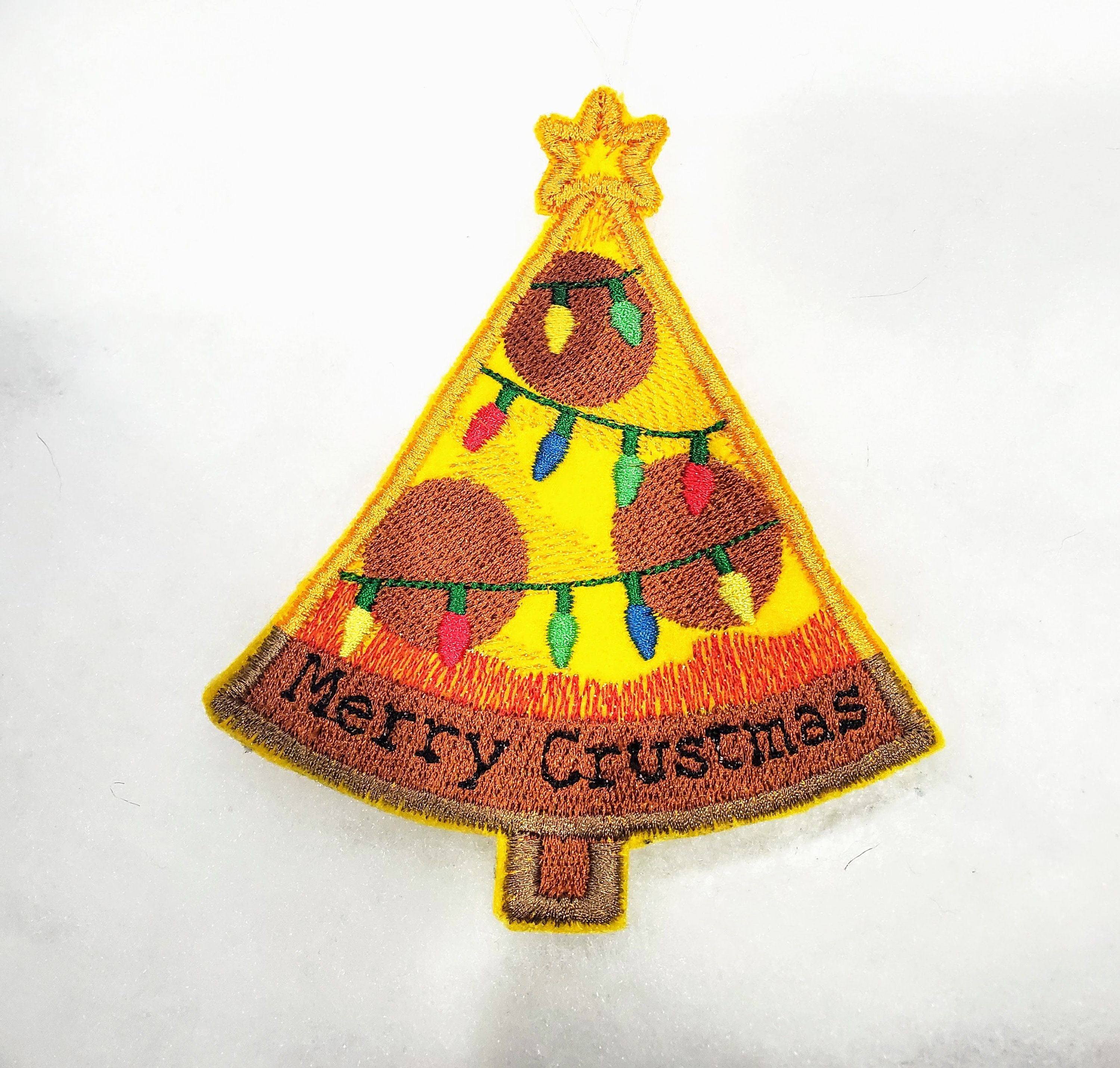 Merry Crustmas Pizza Tree Embroidered Christmas Ornament - Etsy