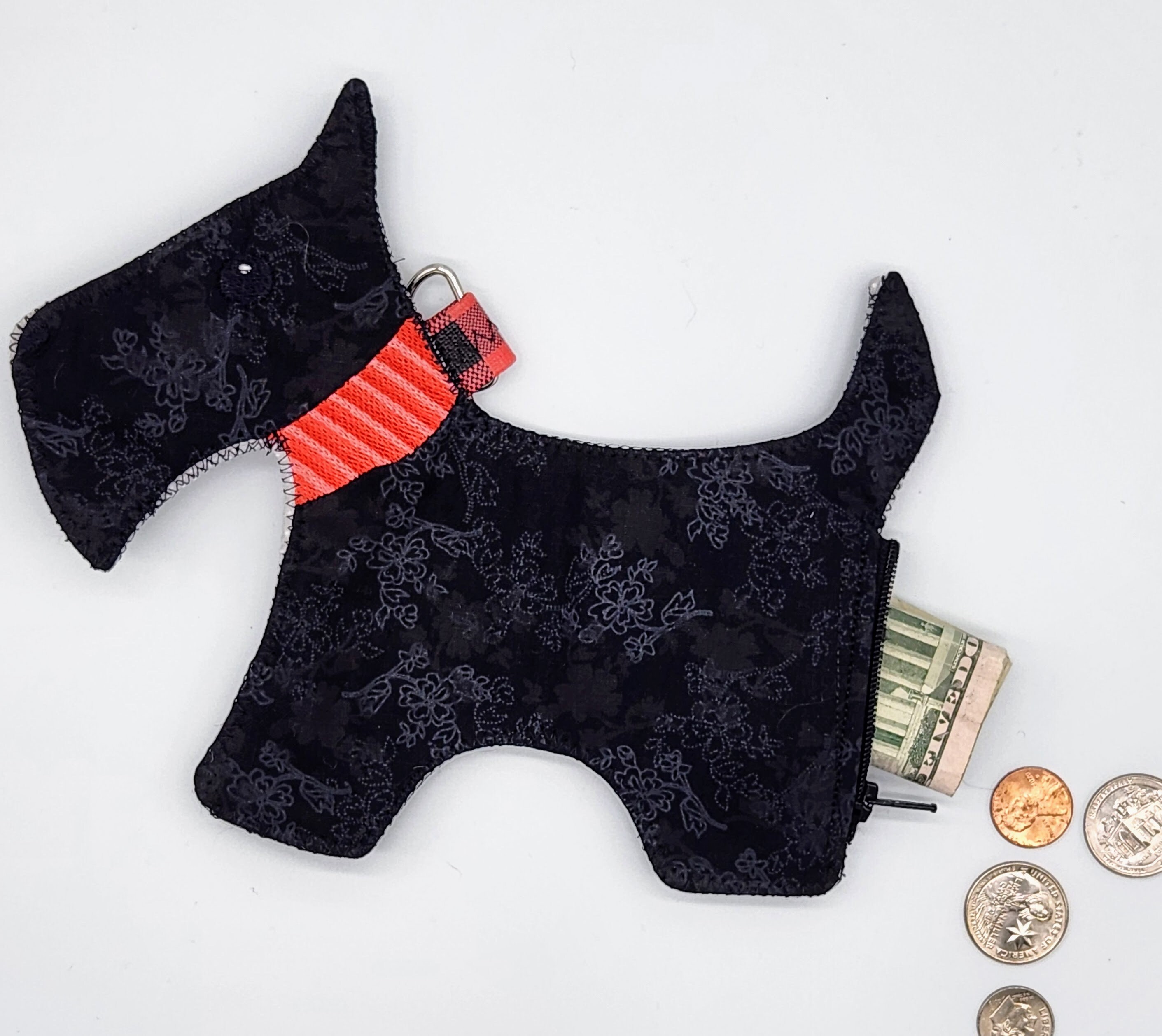 Scottie Embroidered Pouch, Coin Purse W/ Zipper, Embroidered Wallet ...