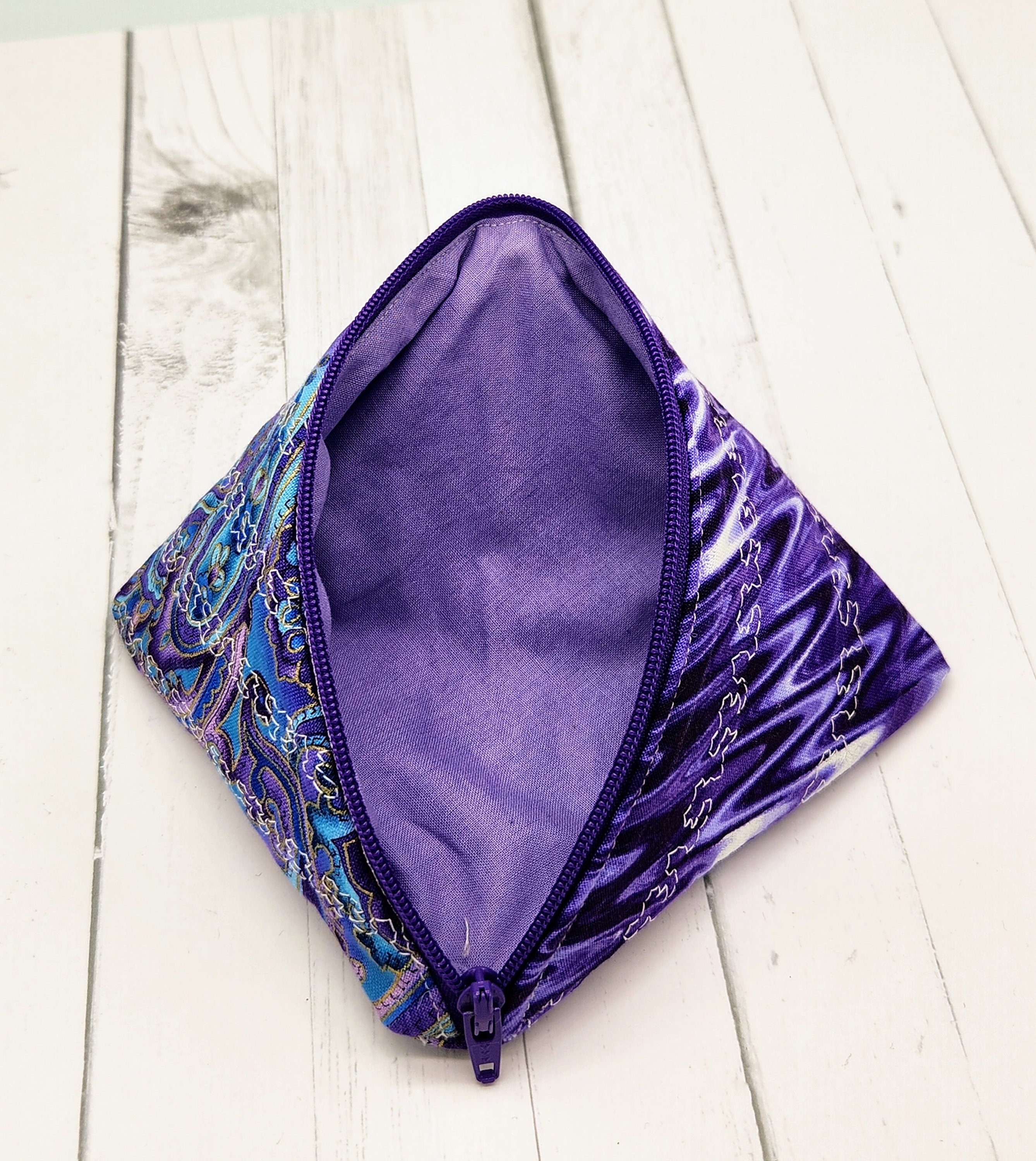 Blue-purple Square Zipper Wallet Coin Purse, Quilted Bag, Quilted Pouch ...