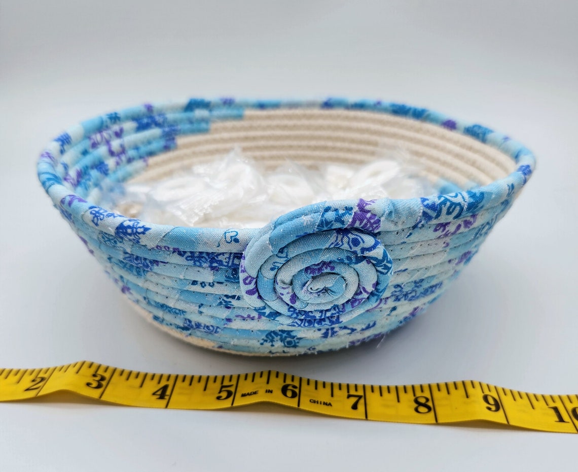 Blue Snowflake Wrapped Rope Basket Bowl Basket, Rope Bowl, Christmas ...