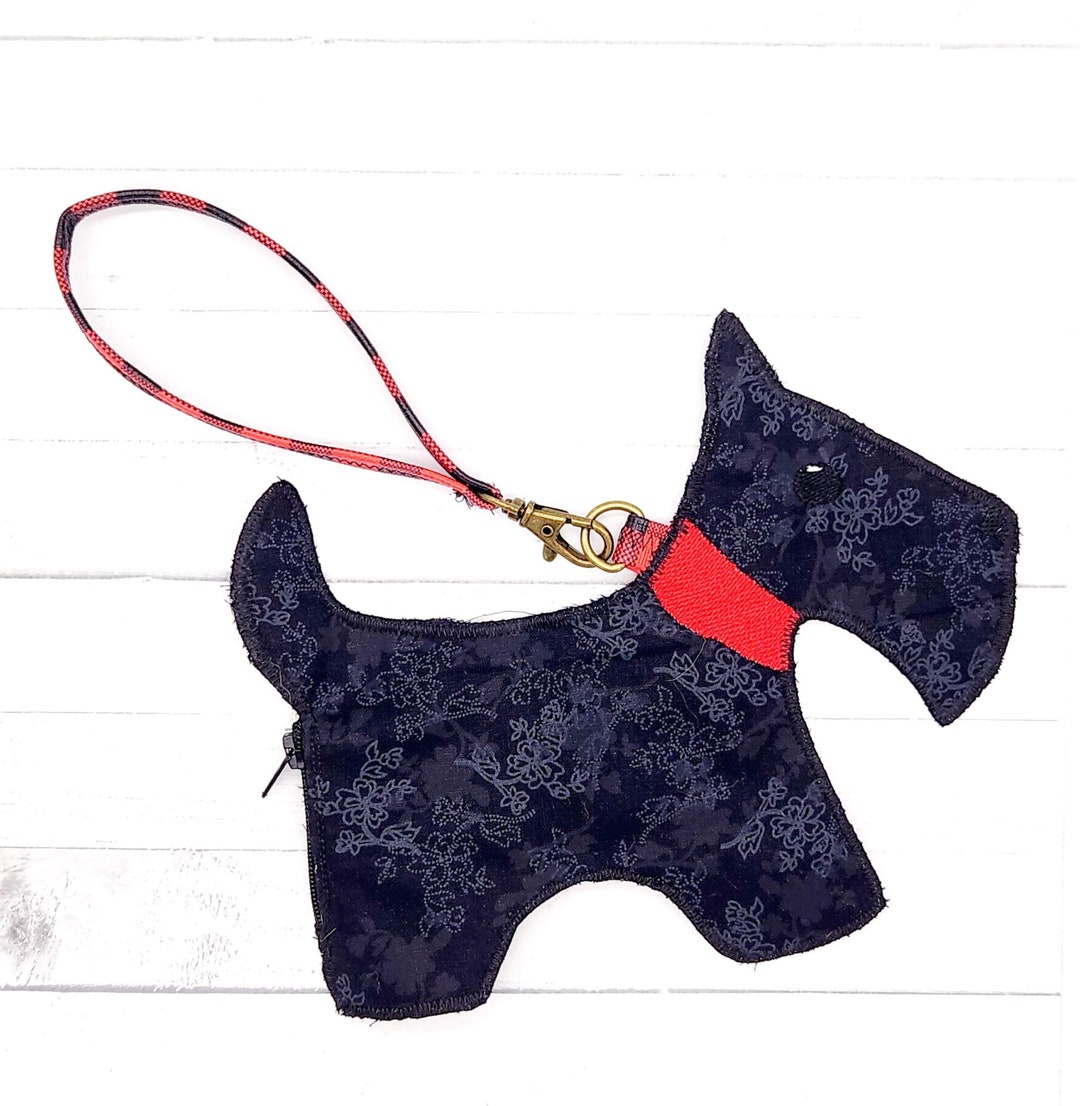 Scottie Embroidered Pouch, Coin Purse W/ Zipper, Embroidered Wallet ...