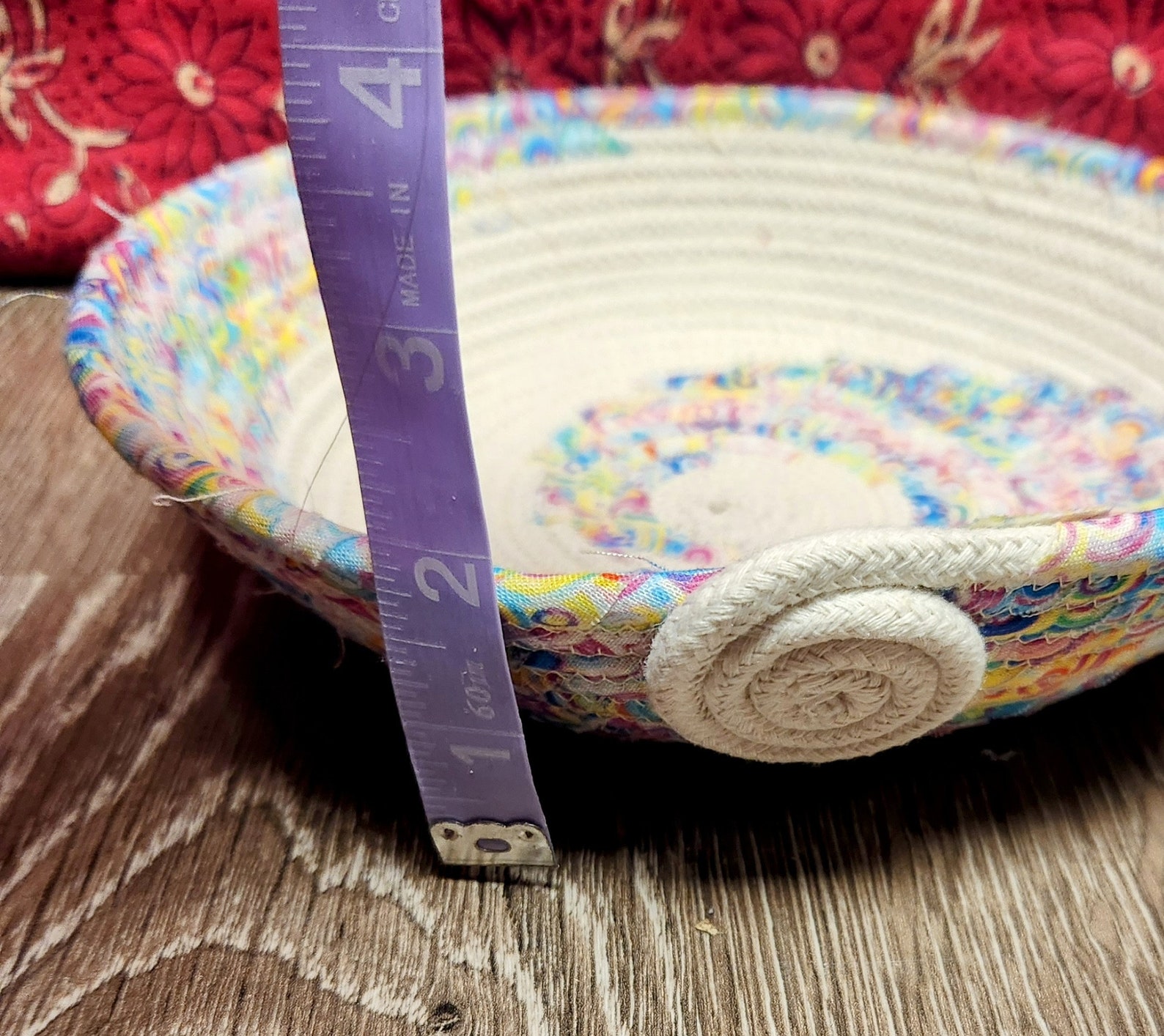 Fabric-wrapped Coiled Bowl, Rope Bowl, Colorful Clothesline Bowl, Wave ...