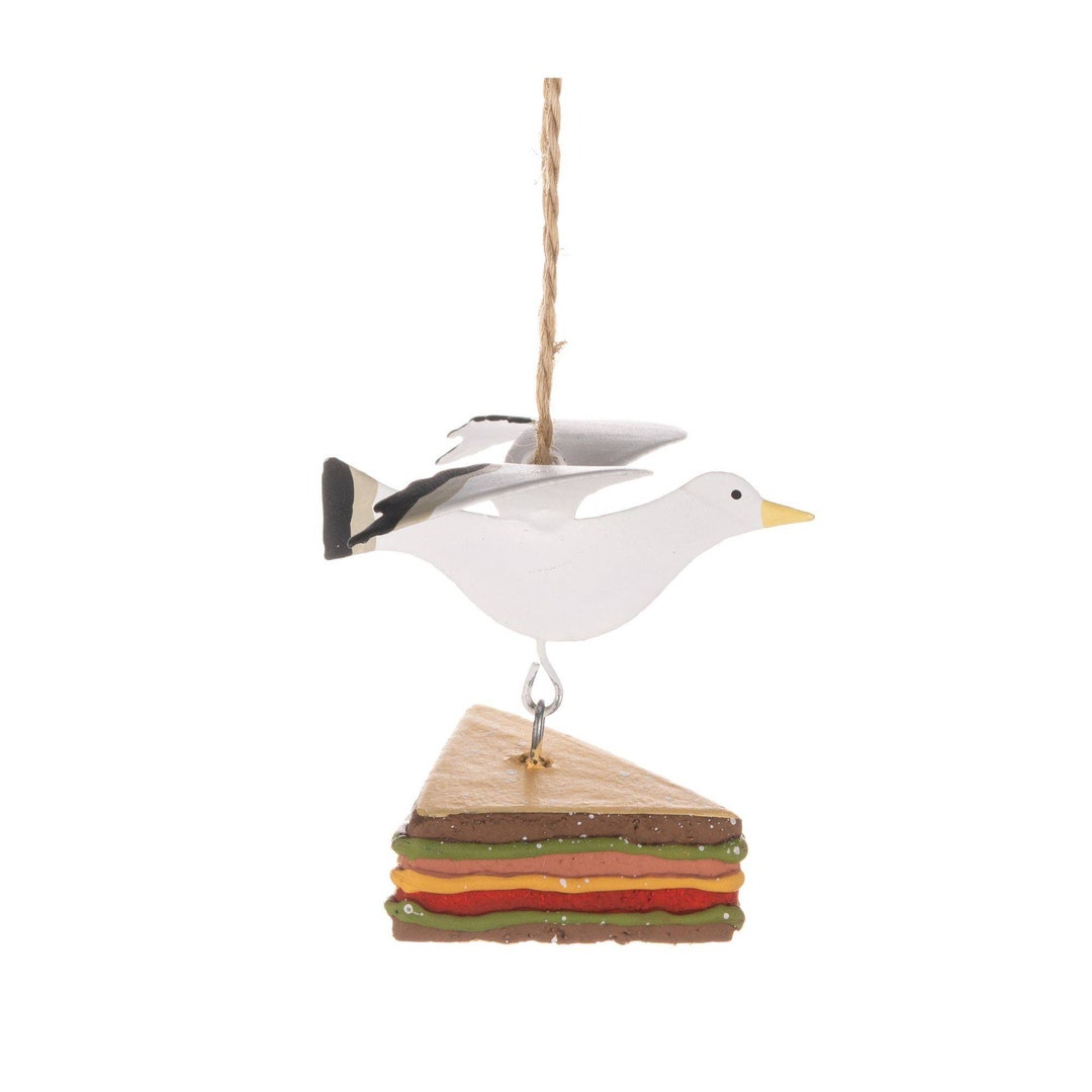 Seagull Stealing Sandwich / Seagull Lunch Snatcher Hanging Ornament ...