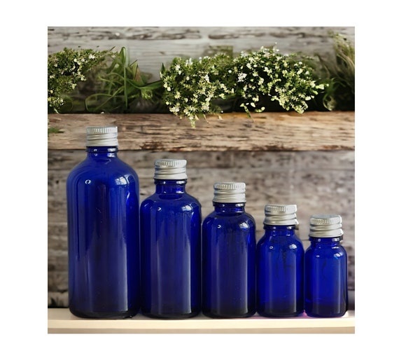 Blue aromatherapy bottles store