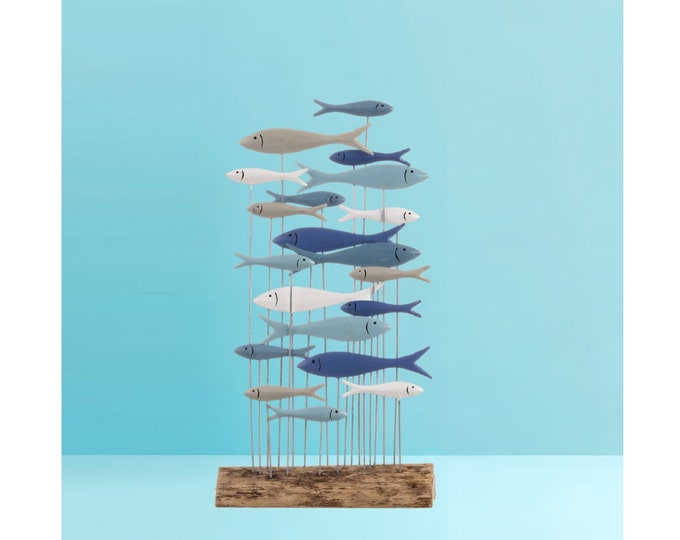 Elegant Blue School of Fish Ornament on Driftwood / 20 X Blue Fish ...