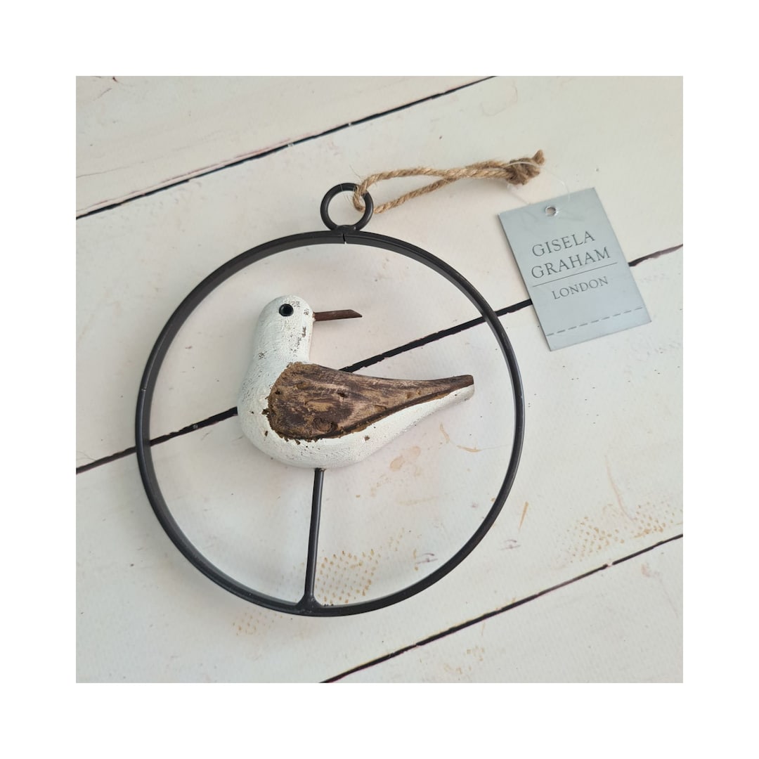 Rustic Seagull in Ring Hanging Ornament / Nautical Wood and - Etsy