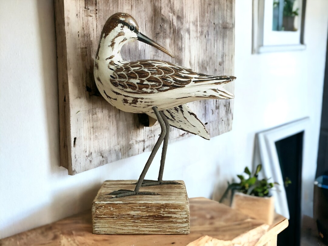 Hand Made Wooden GODWIT Carving / Bird Ornament / Wading Bird / Hand ...