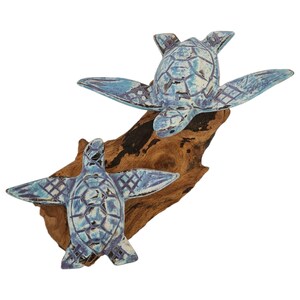 Handcrafted Driftwood Turtle Sculpture - Unique Multicolour Coastal Art ...