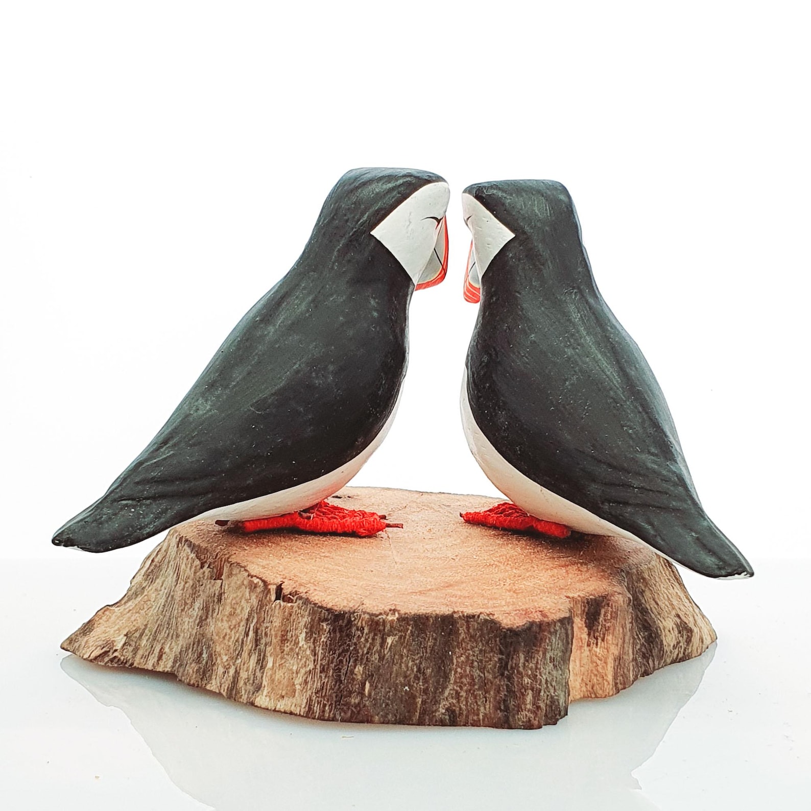 Hand Carved Wooden Puffin Figurines | Coastal Decor | Nautical ...