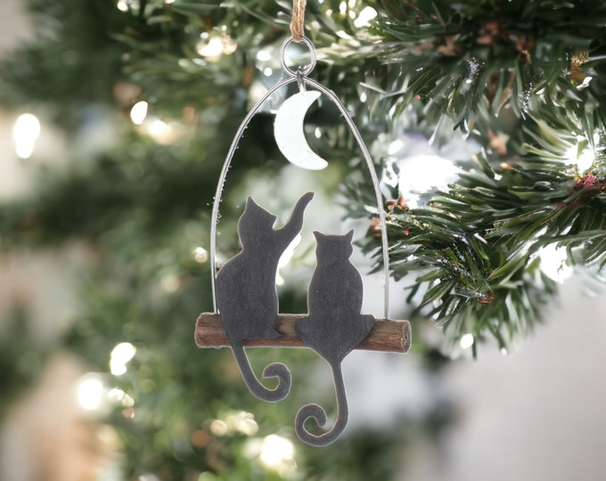 Shoeless Joe Cats and the Moon Handcrafted Metal and Wood Festive ...
