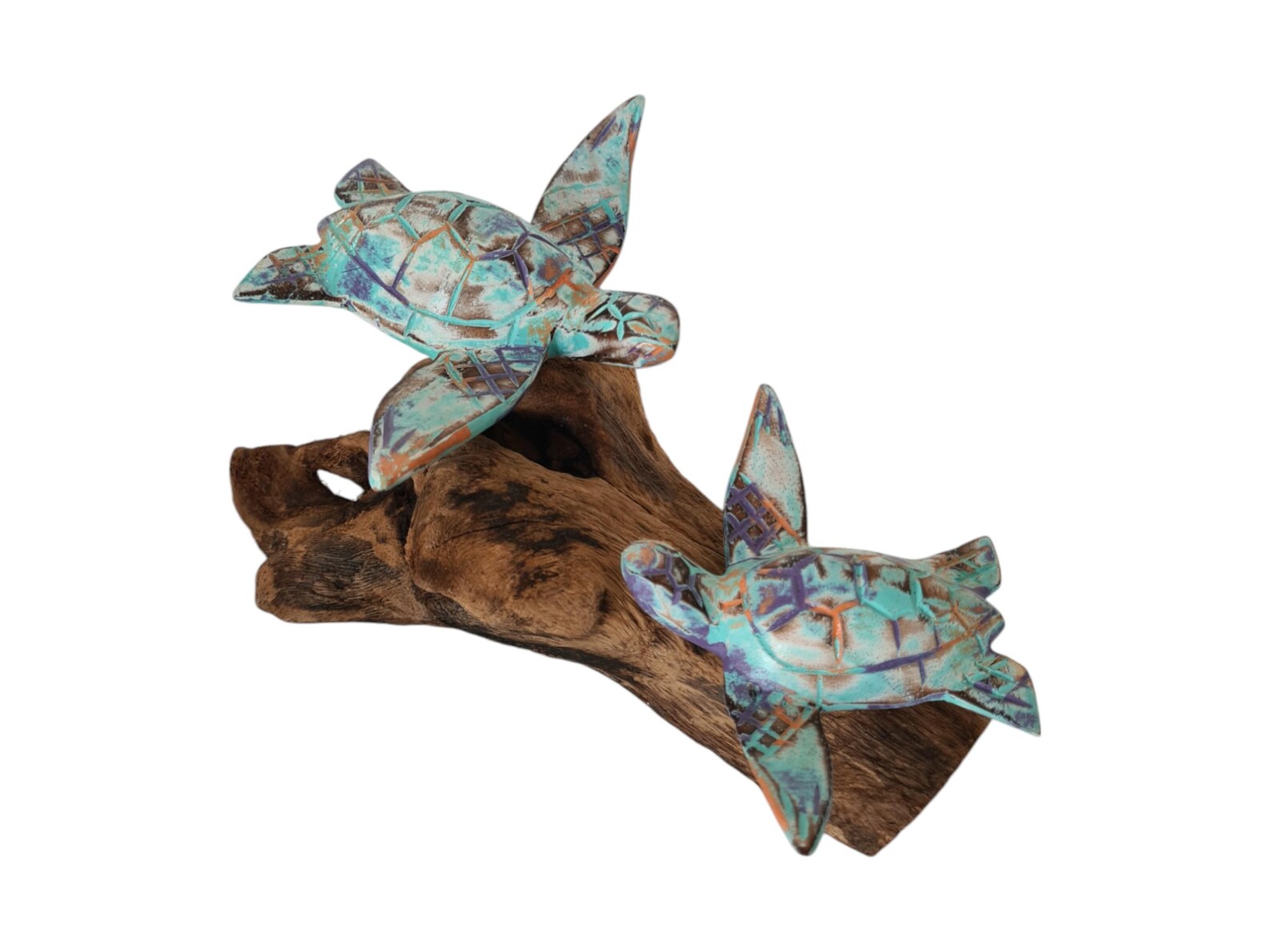 Handcrafted Driftwood Turtle Sculpture - Unique Multicolour Coastal Art ...