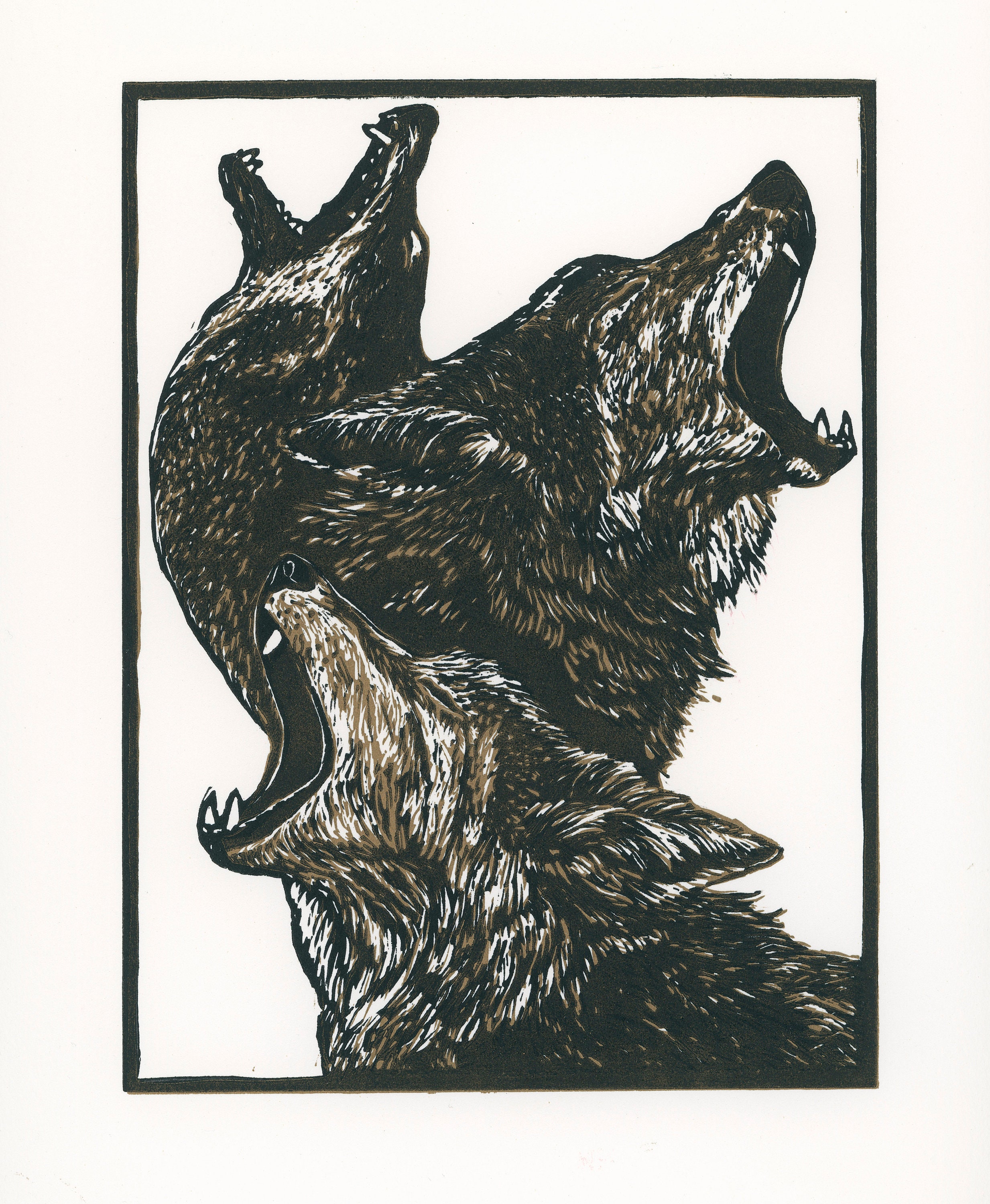 Respeto Impresiones de linocut Coyote - Etsy España