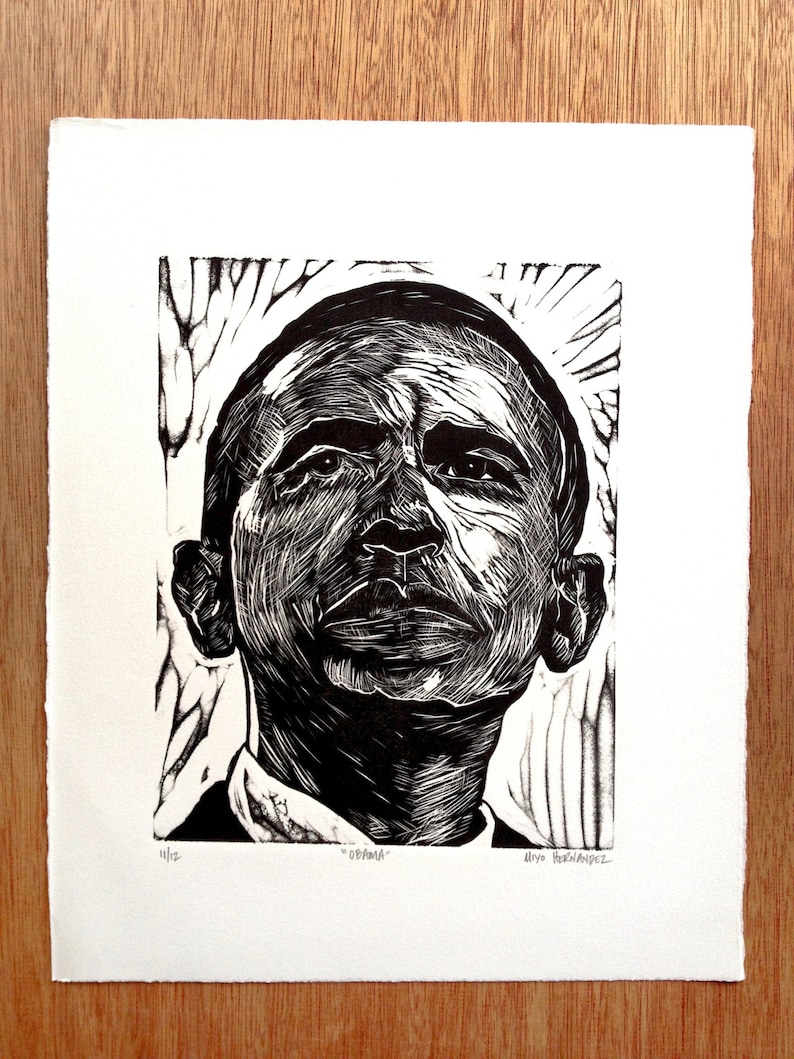 Barack Obama Linocut Print - Etsy