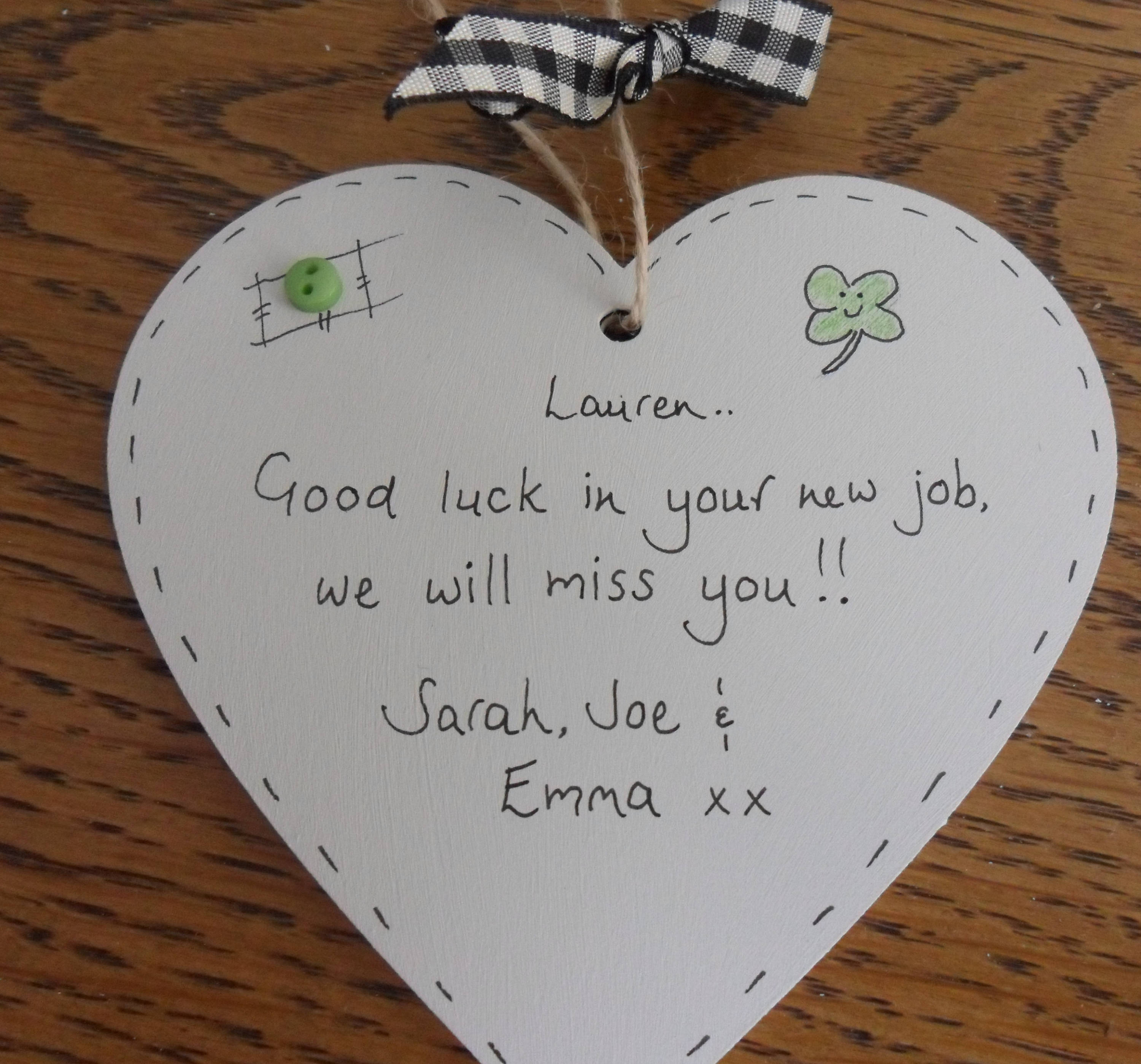 Leaving work Good Luck personalised heart plaque keepsake gift - Etsy.de