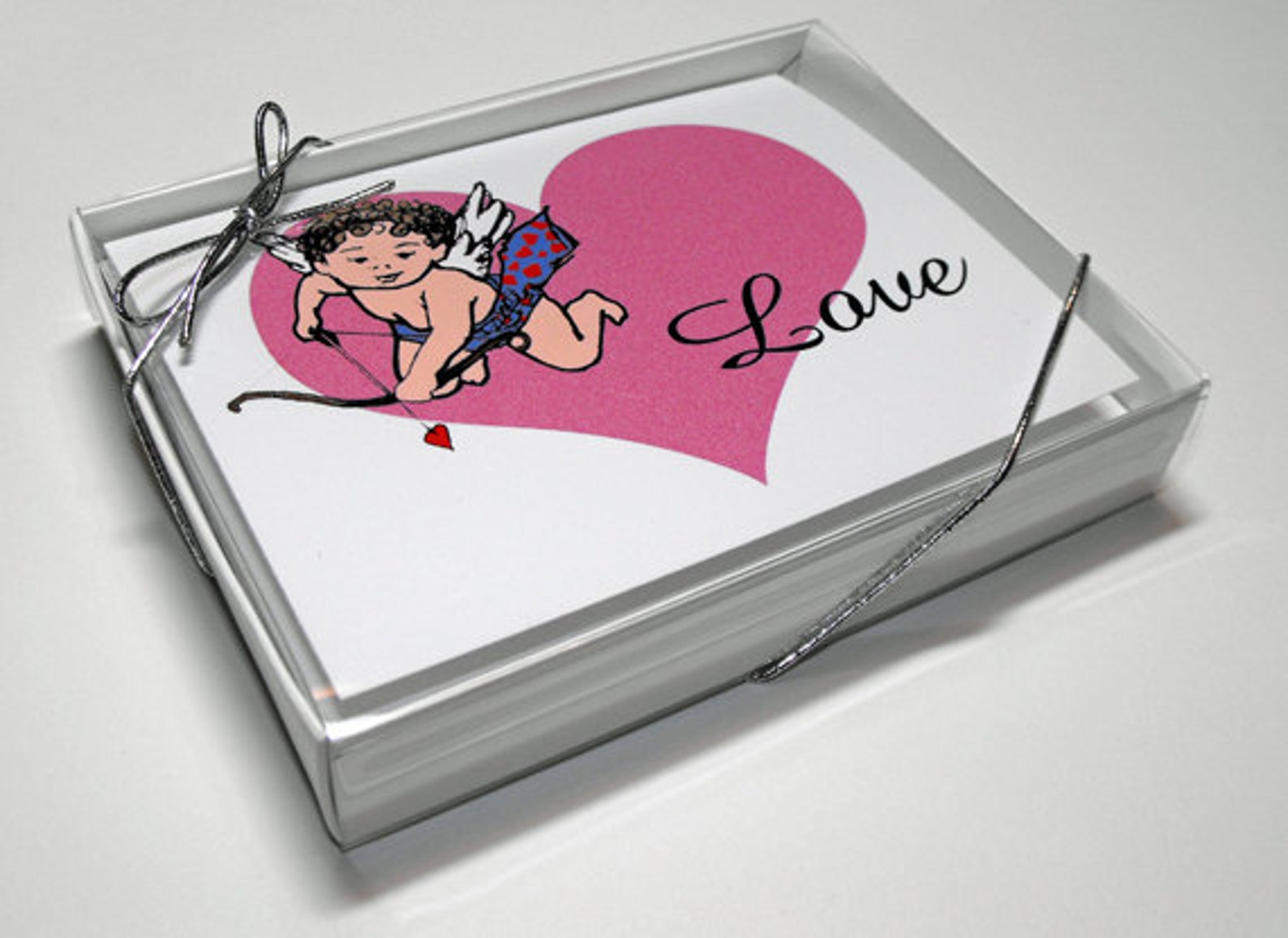 Cupid Love Note Card Valentine's Day Love Note Vintage Drawing Thank ...