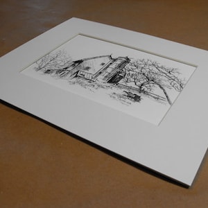 Farm Pen and Ink Drawing Illustration Print in Black and White - Etsy