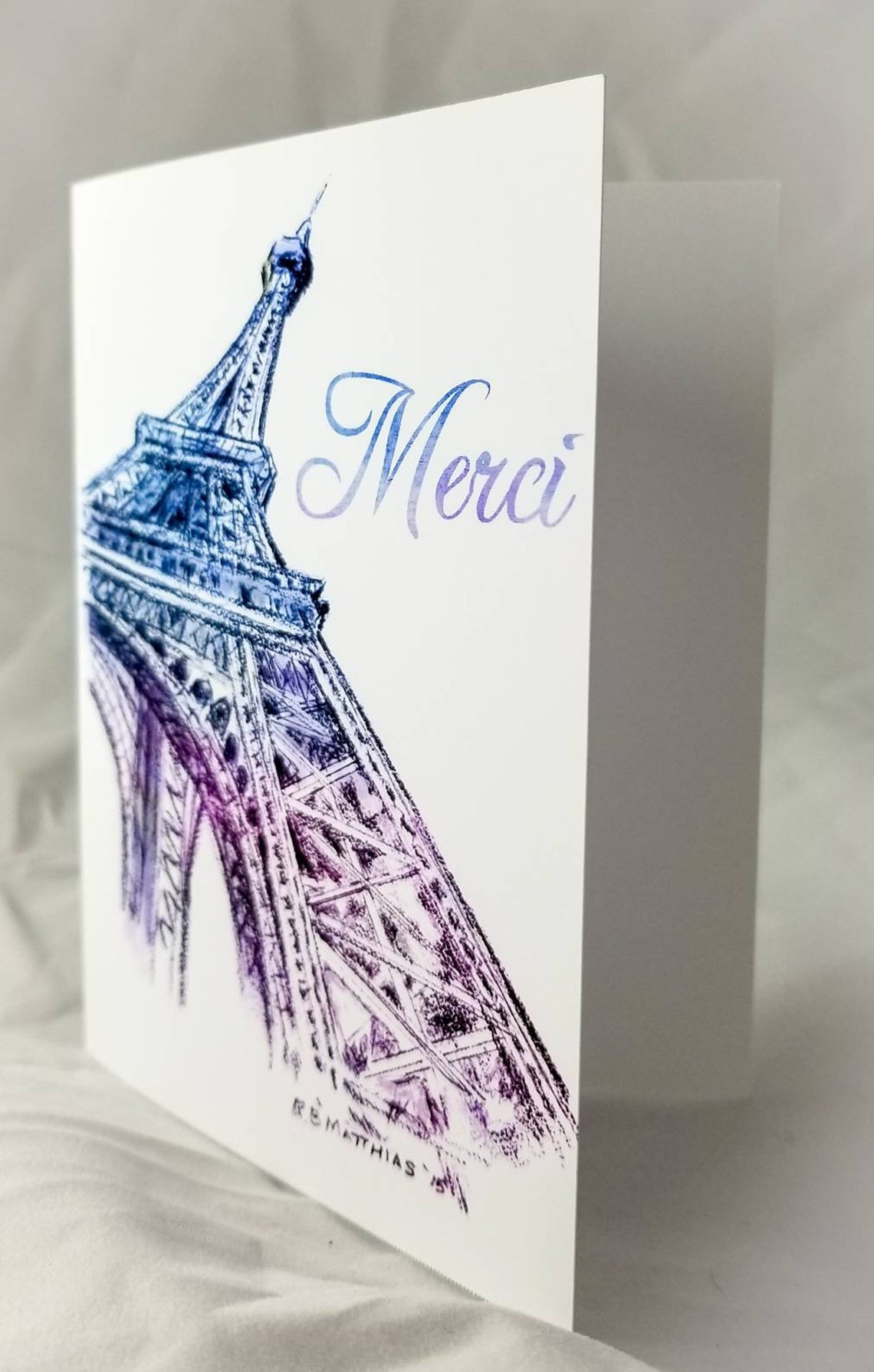 Merci Eiffel Tower Thank You Note Cards Original Drawing Box Set in ...
