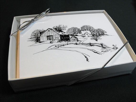 Multipack Pen and Ink Drawing Note Cards Thank You Cards, Wedding ...