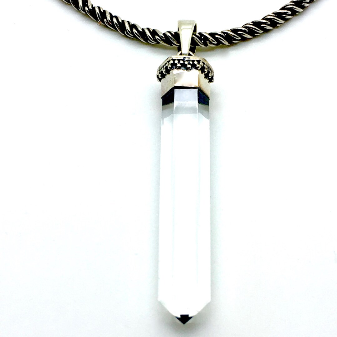 Crystal Necklace, Clear Crystal, Rope Chain Necklace, Pendant Necklace ...