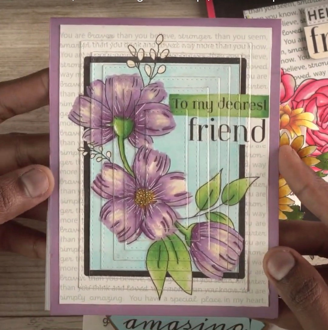 Digital Stamps - Flowers for My Friend, Floral Digi Stamp, Card Making ...