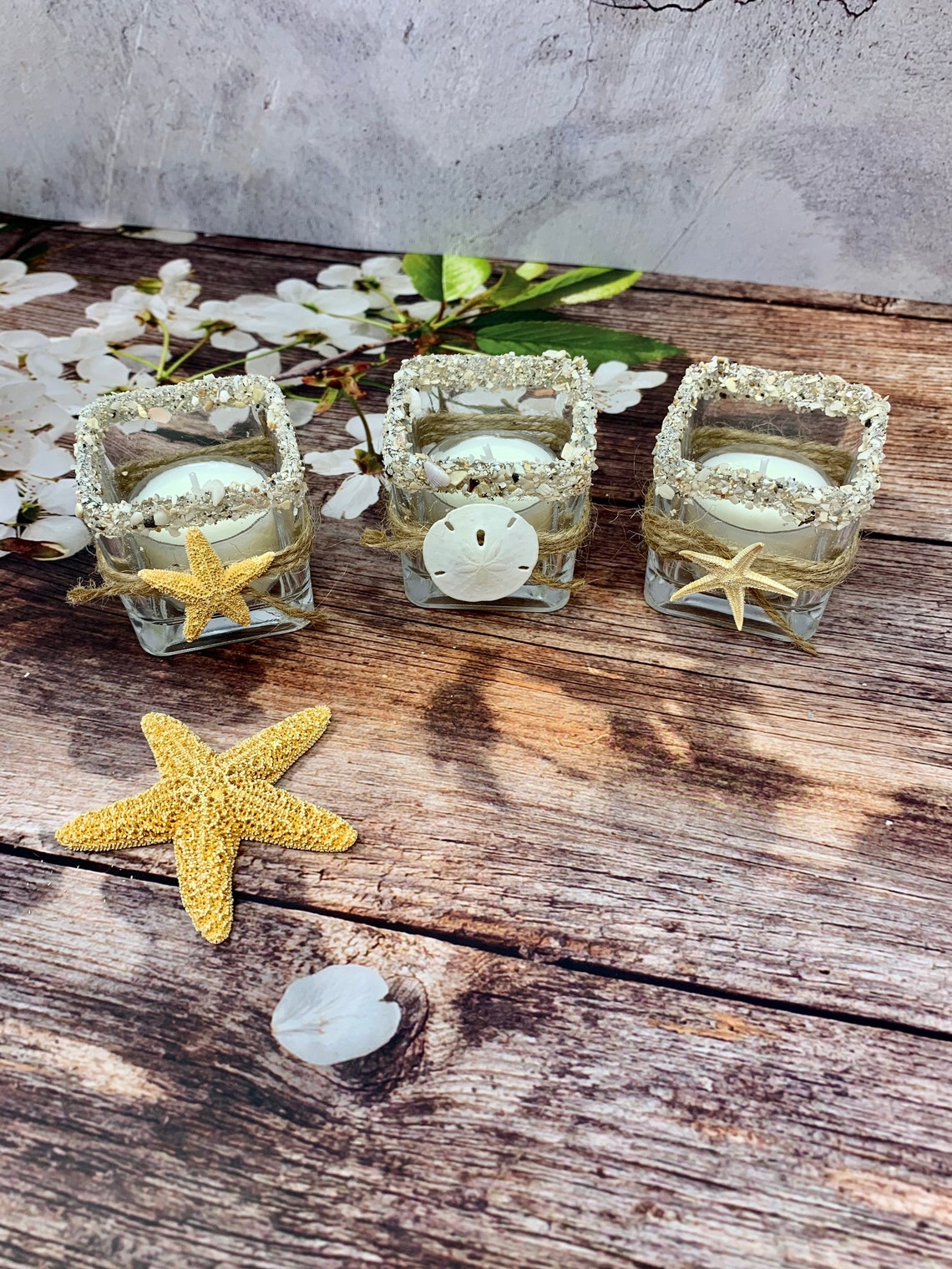 Set of three Beach TeaLight Holders Home Decor Beach Home | Etsy
