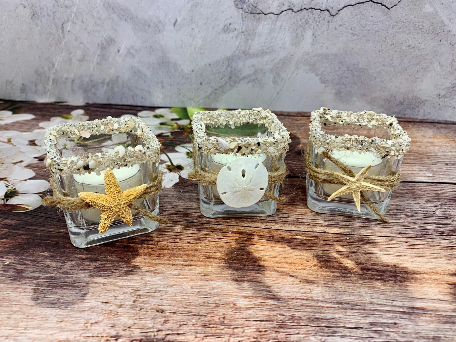 Set of three Beach TeaLight Holders Home Decor Beach Home | Etsy