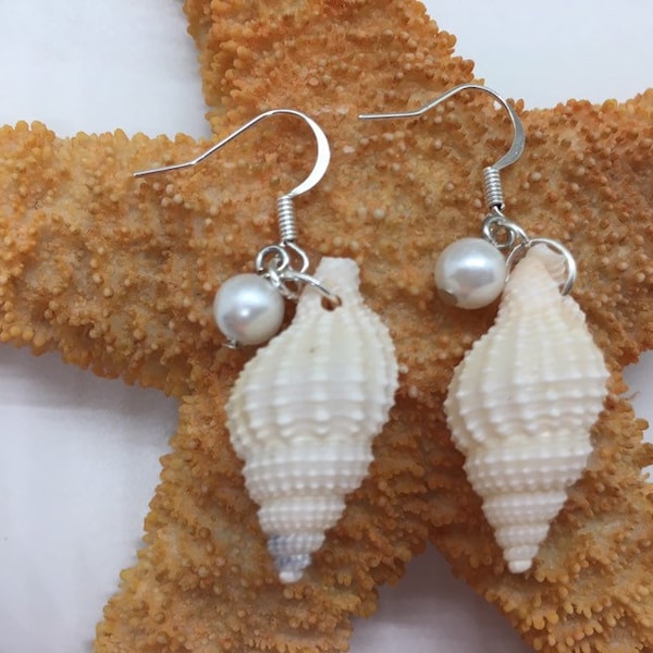 White Shell Earrings - Etsy