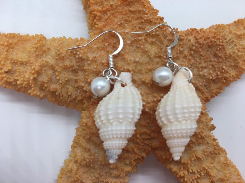 Shell Earrings Beach Earrings Ocean Earrings White Shells | Etsy
