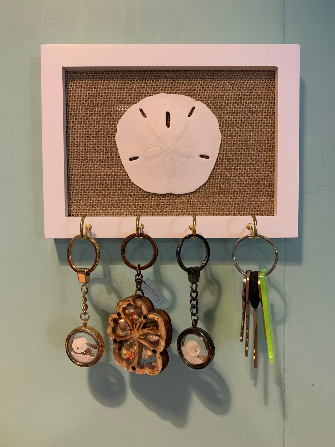Sand Dollar Key Holder, Beach Key Holder, Beach Decor, Ocean Decor, Key ...