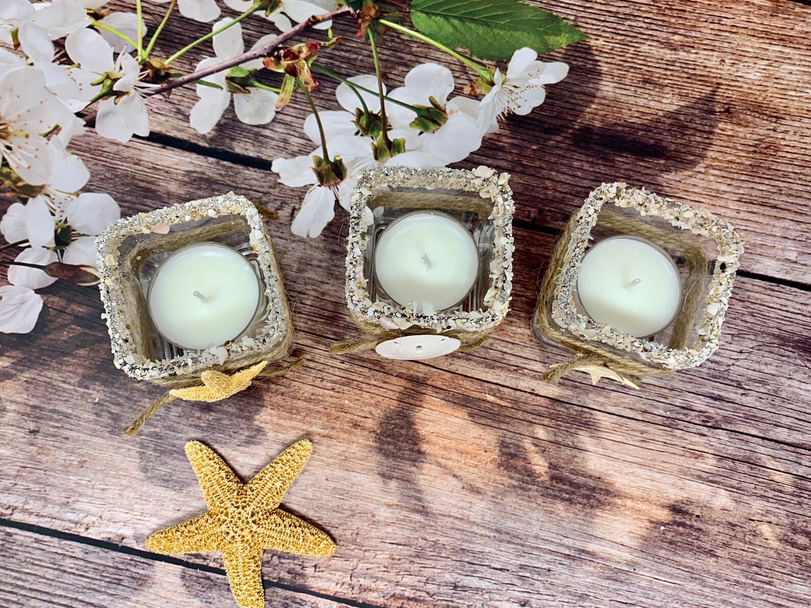Set of three Beach TeaLight Holders Home Decor Beach Home | Etsy