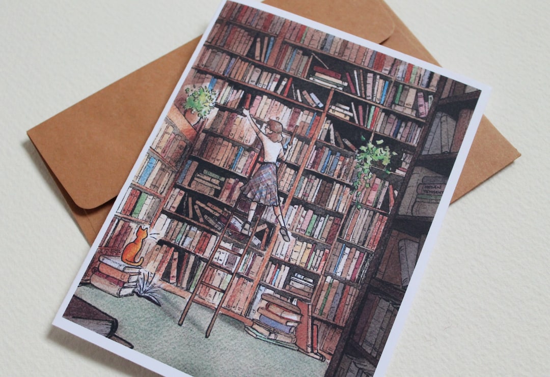 Bookish Notecards Set of 4 Bibliophile Watercolor Notecards - Etsy